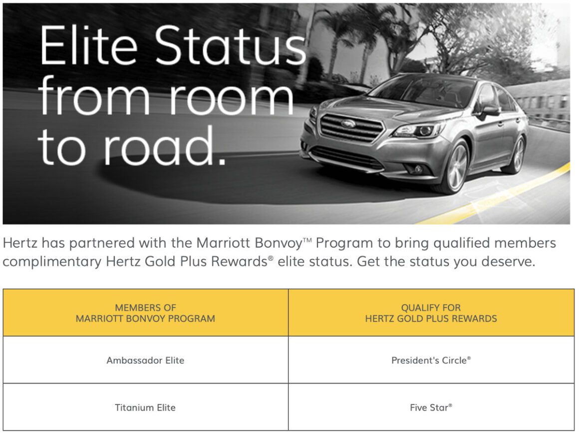 Kostenloser Hertz Status für Marriott Bonvoy Elite Mitglieder